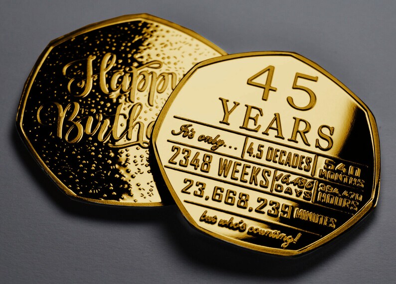 45th Birthday 24ct Gold Commemorative in Capsule. Gift/present ...