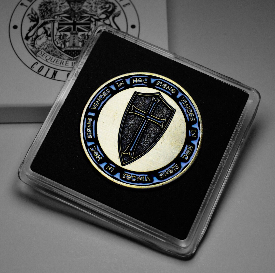 Masonic Knights Templar Antique Gold Commemorative Coin in Presentation ...