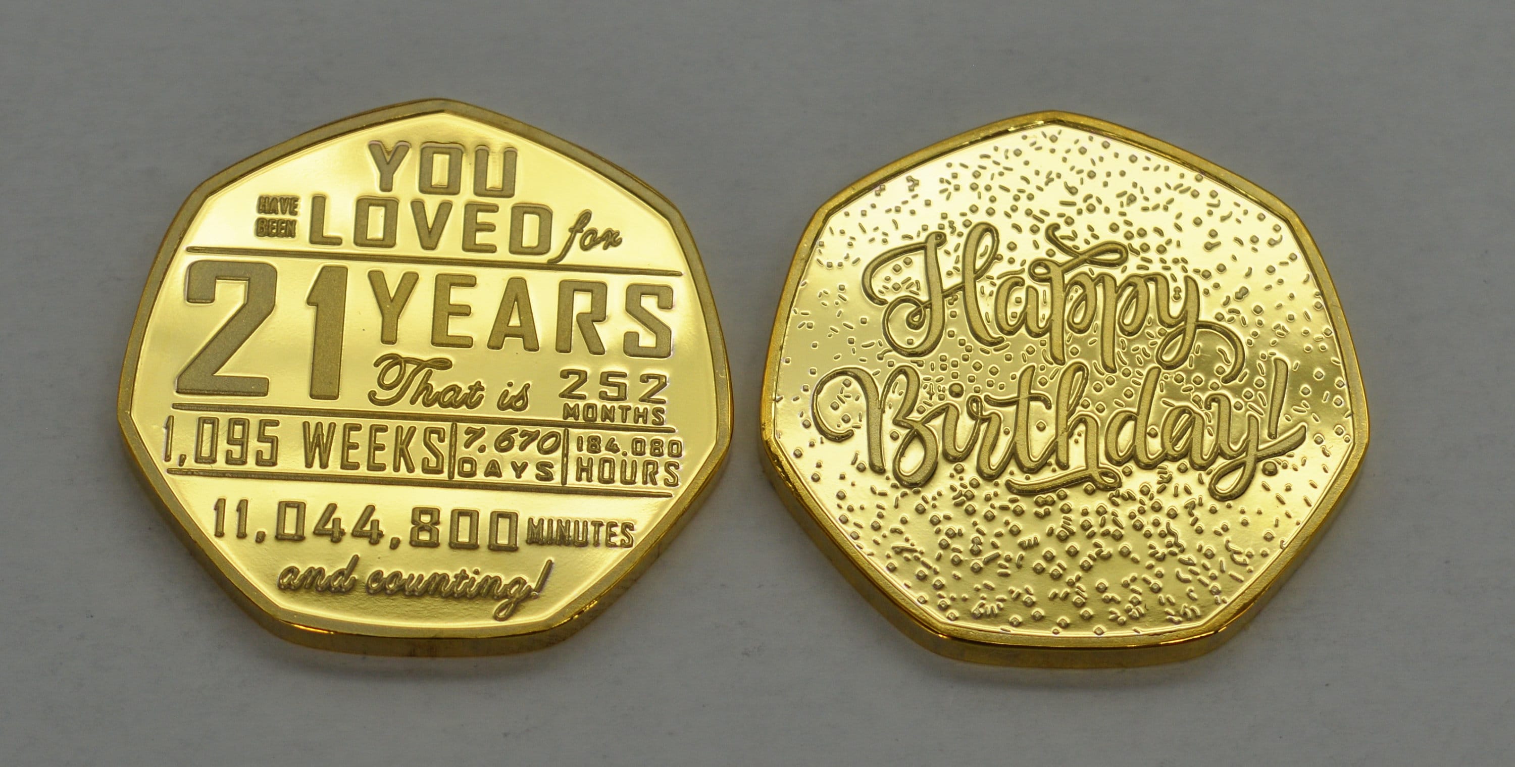 21st Birthday 24ct Gold Commemorative. Gift/present Congratulations ...