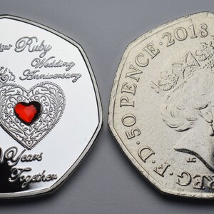 Pair of on Your 40th RUBY WEDDING ANNIVERSARY Commemoratives With ...