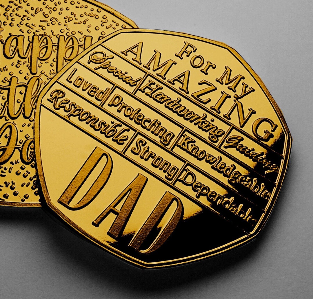 HAPPY FATHER'S DAY 24ct Gold Commemorative Coin. Gift/present. Dad ...