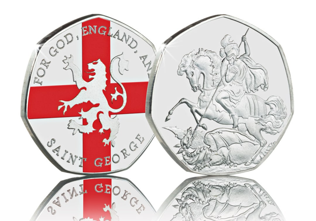 Full Colour St GEORGE and the DRAGON Silver Commemorative. Patron Saint ...