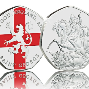 Full Colour St GEORGE and the DRAGON Silver Commemorative. Patron Saint ...