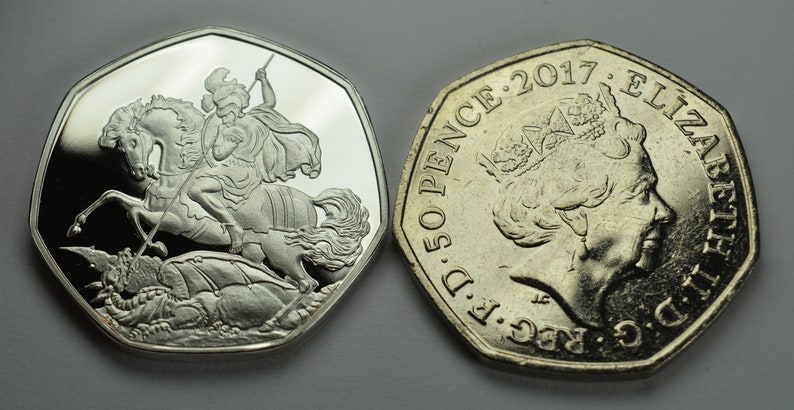 Pair of St. George and the Dragon Silver & 24ct Gold Commemoratives in ...