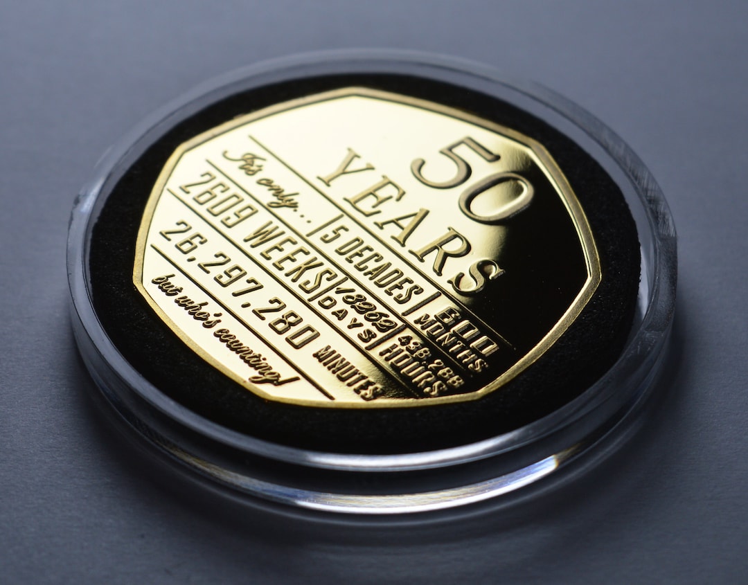 50th Birthday 24ct Gold Commemorative in Capsule. Gift/present ...