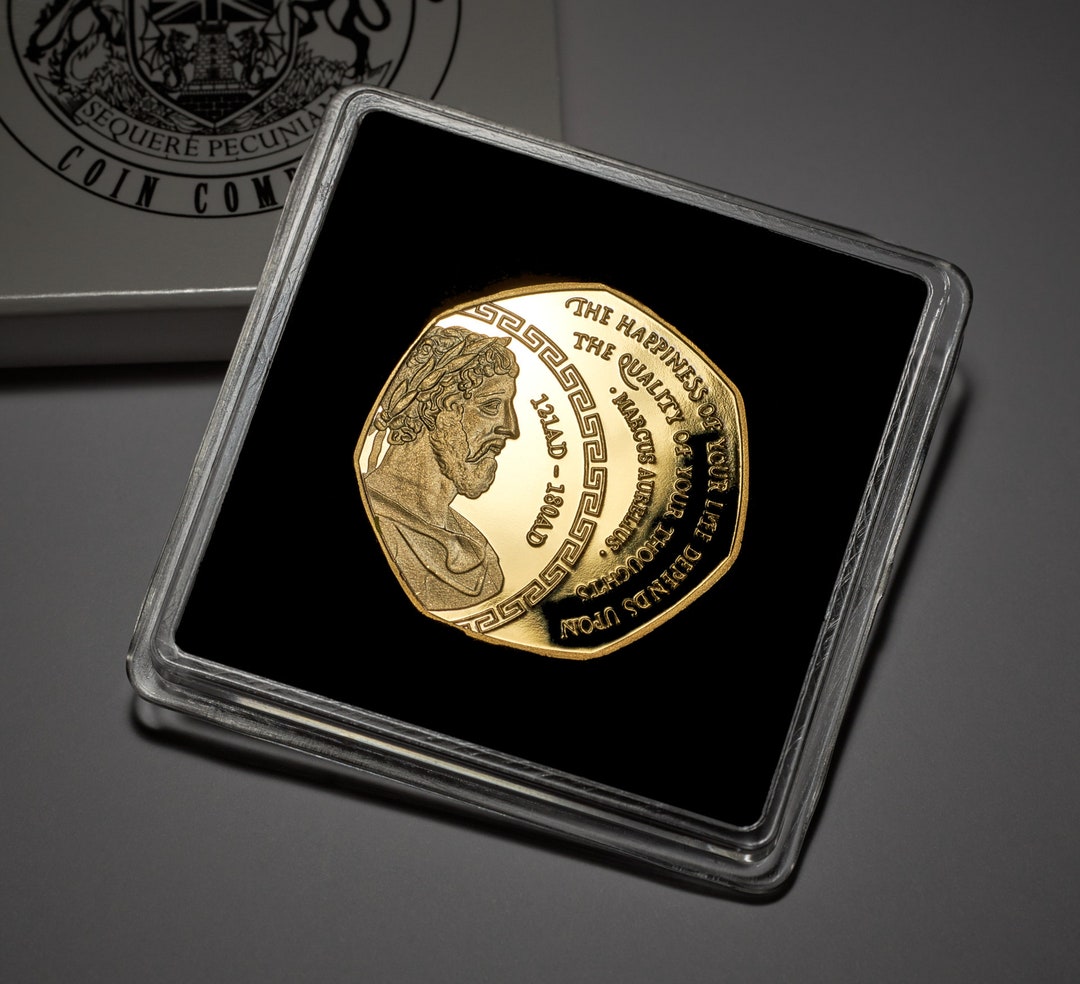 Marcus Aurelius Stoic/stoicism 24ct Gold Commemorative Coin. Gift Case ...