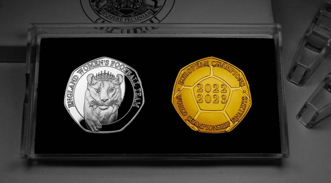 Pair of Women's Football Silver and 24ct Gold Commemorative Coins in ...