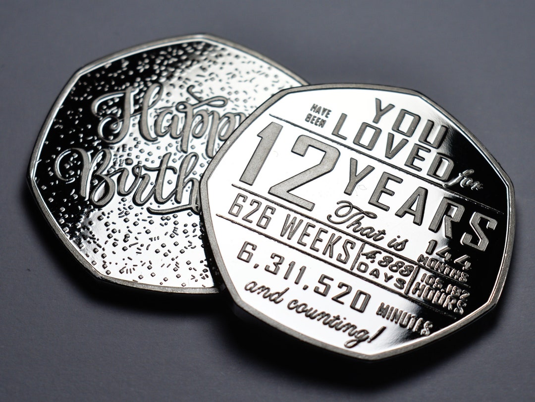 12th Birthday Silver Commemorative. Gift/present Congratulations ...