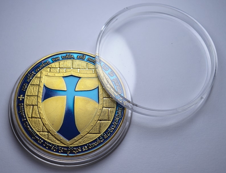 Large Masonic Knights Templar 24ct Gold Coin With Blue Enamel ...