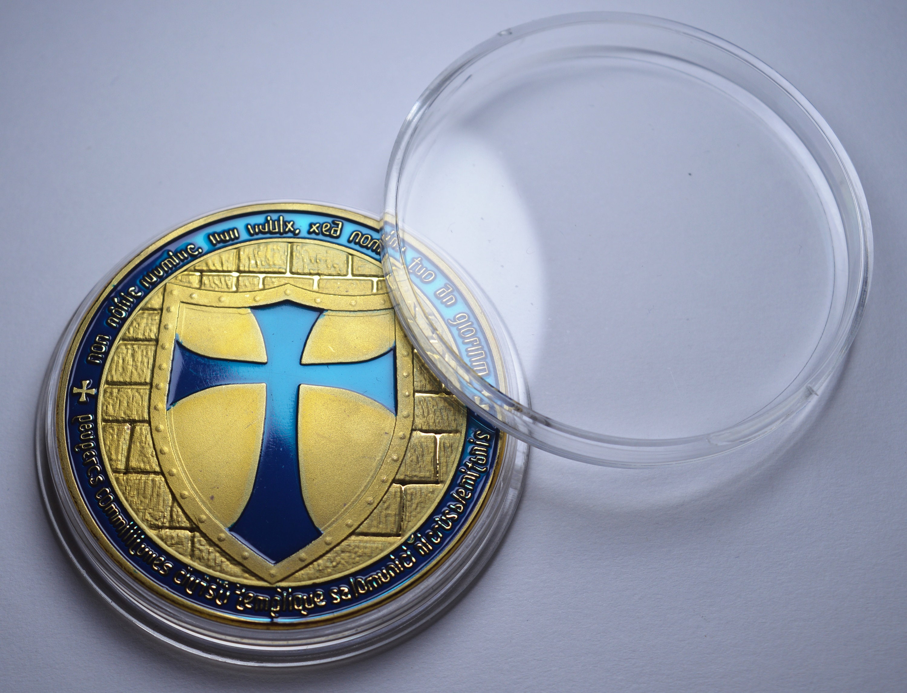 Large Masonic Knights Templar 24ct Gold Coin with Blue Enamel. | Etsy
