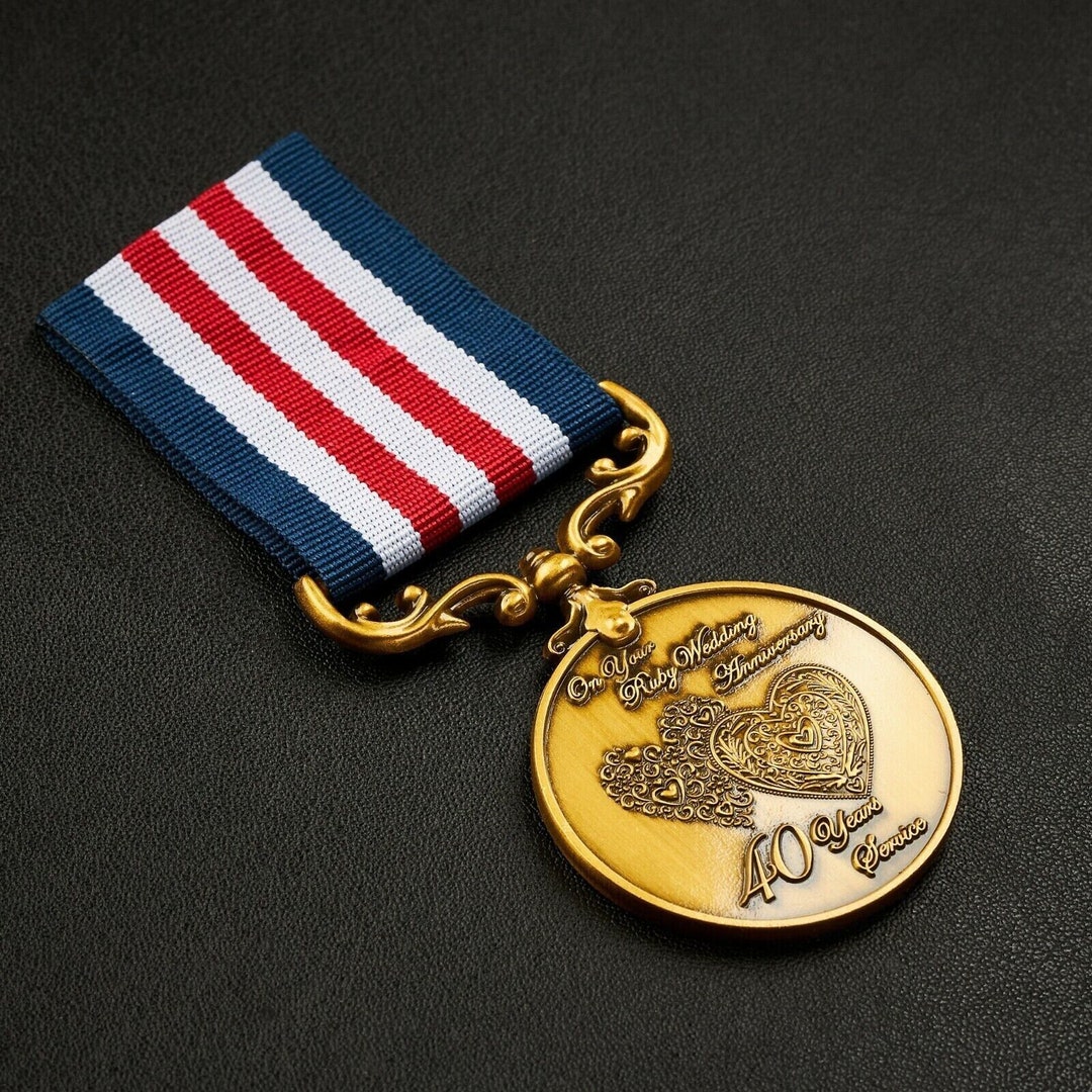 ON YOUR 40th Ruby Wedding Anniversary Medal for Long/distinguished ...