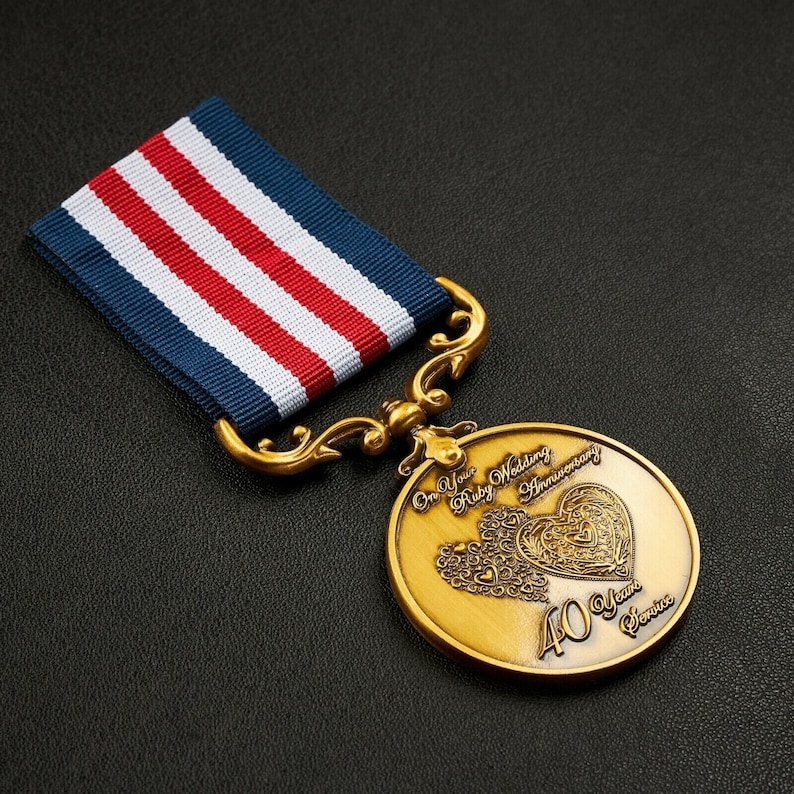 ON YOUR 40th Ruby Wedding Anniversary Medal for Long/distinguished ...