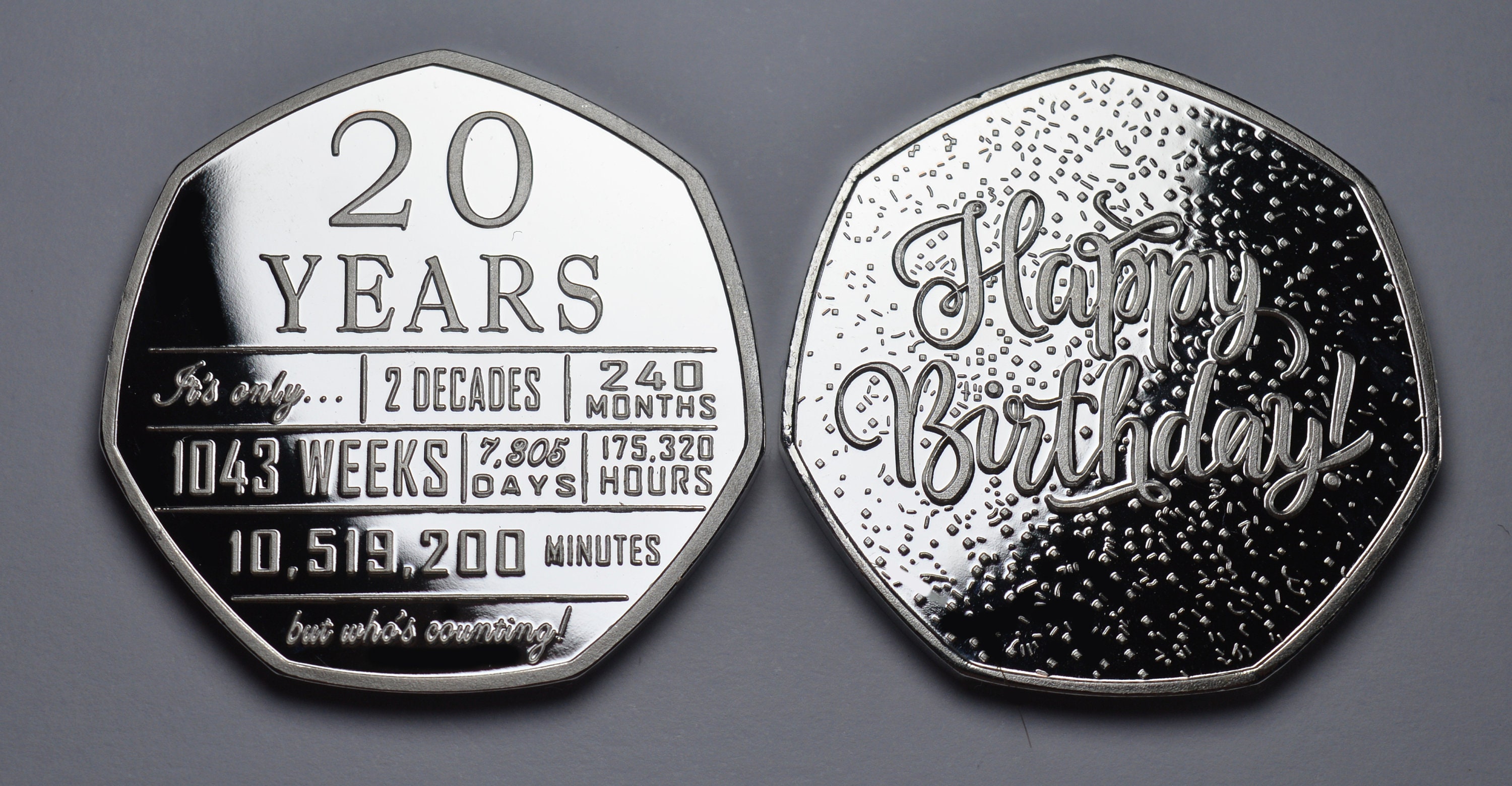 20th Birthday Silver Commemorative. Gift/present - Etsy UK