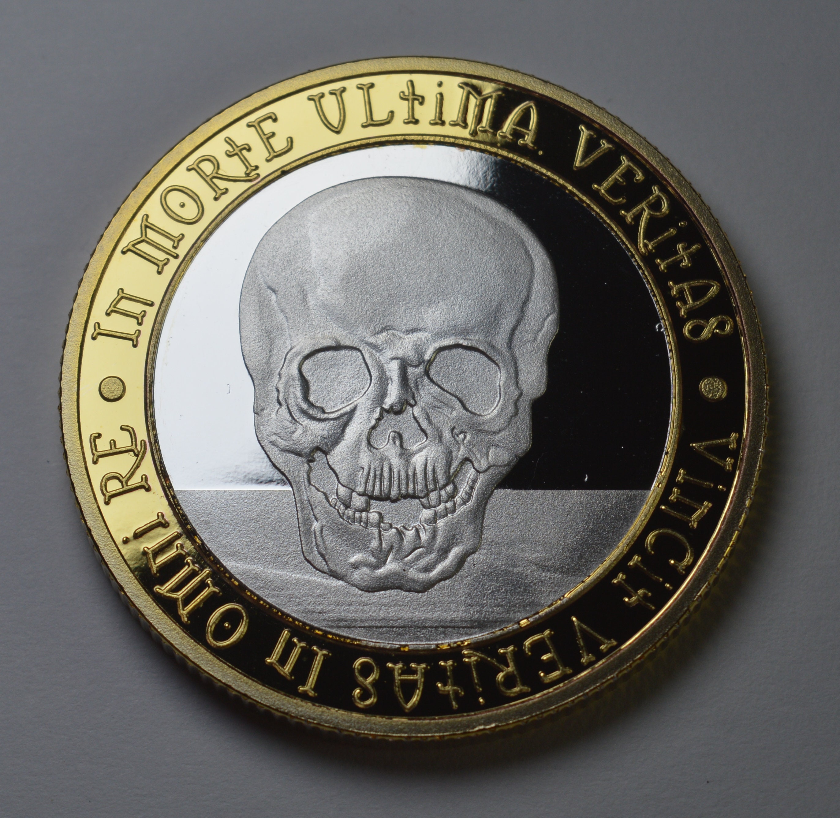 Memento Mori Silver and 24ct Gold Reminder Coin in Capsule. Owl/death ...