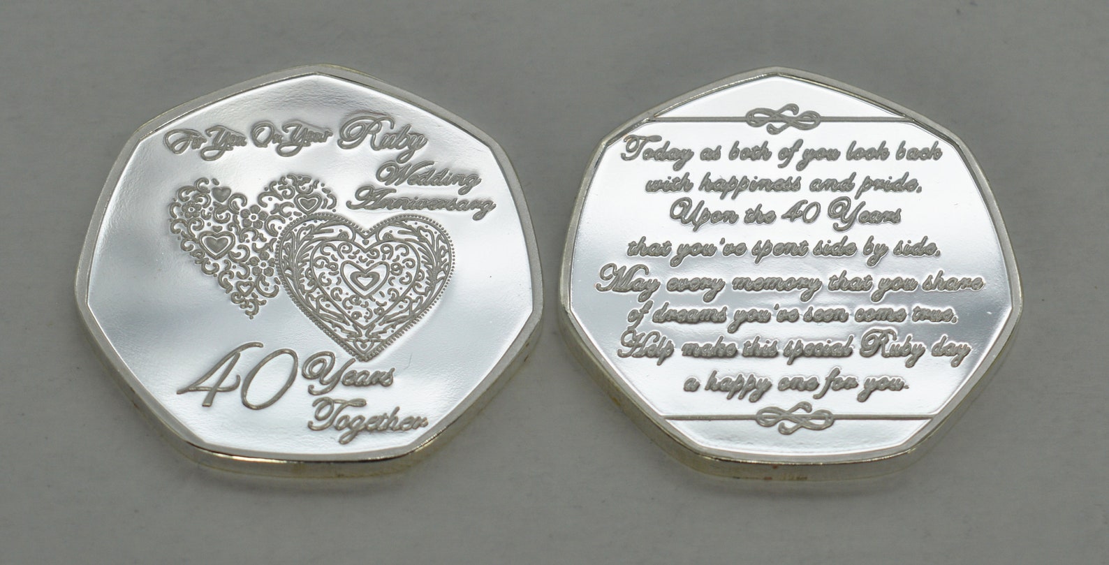 40th RUBY WEDDING ANNIVERSARY Silver Commemorative. | Etsy