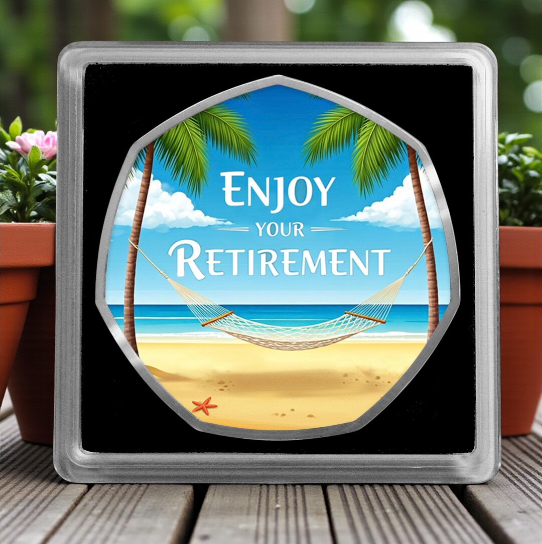 HAPPY RETIREMENT Full Colour Silver Commemorative Coin in Gift Case ...