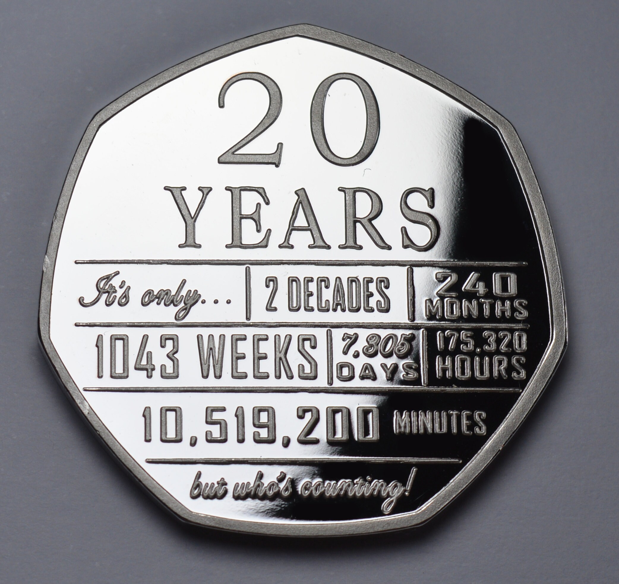 20th Birthday Silver Commemorative. Gift/present - Etsy UK