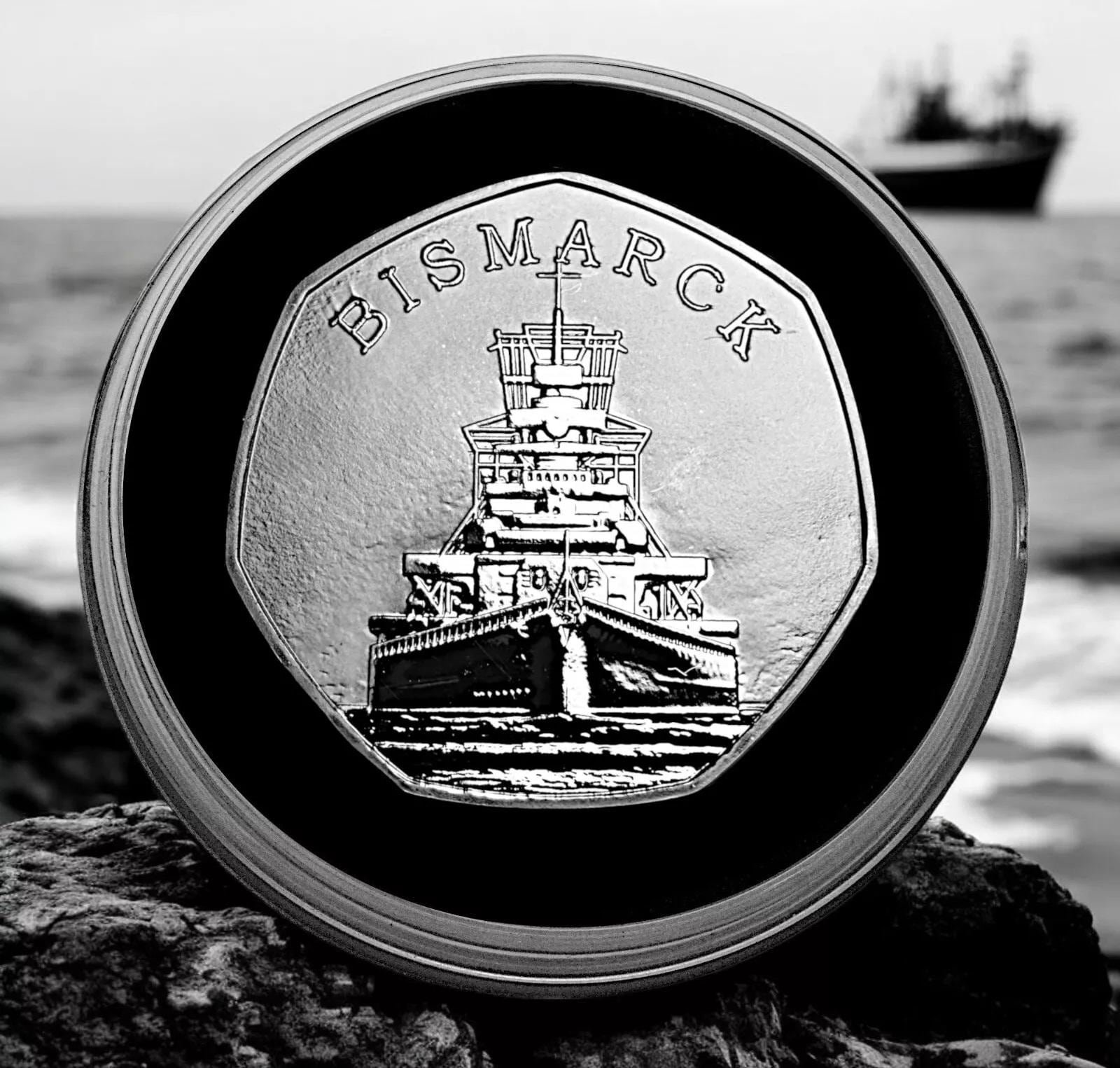 German Battleship BISMARCK Silver Commemorative in Capsule. WW2, Navy ...