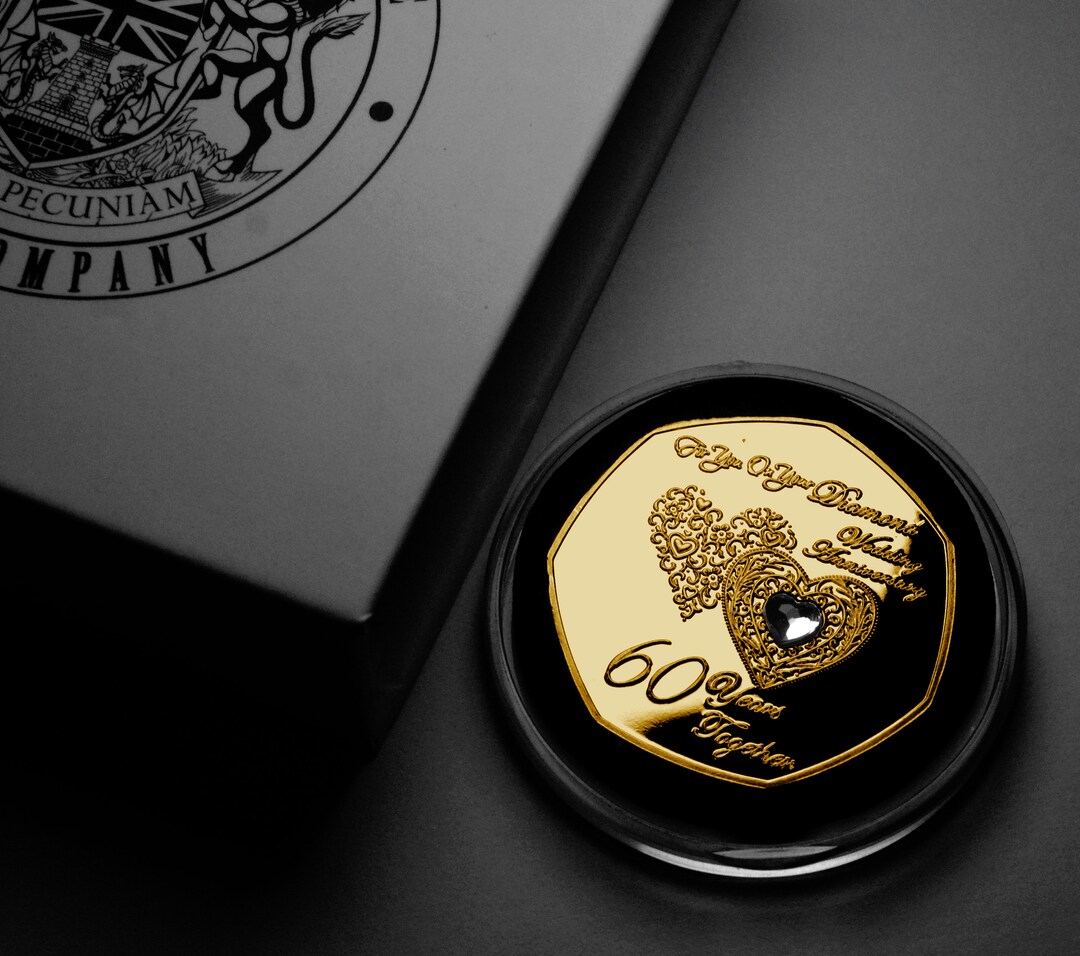 On Your 60th DIAMOND WEDDING ANNIVERSARY 24ct Gold Commemorative in ...