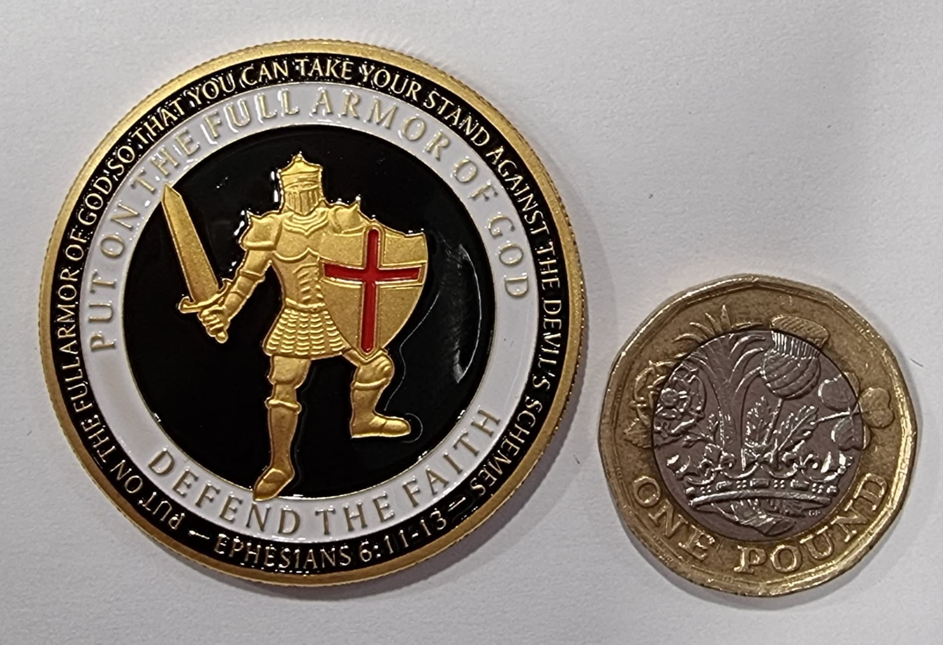 Full Armour of God Challenge/commemorative Coin. 24ct Gold, Enamel ...