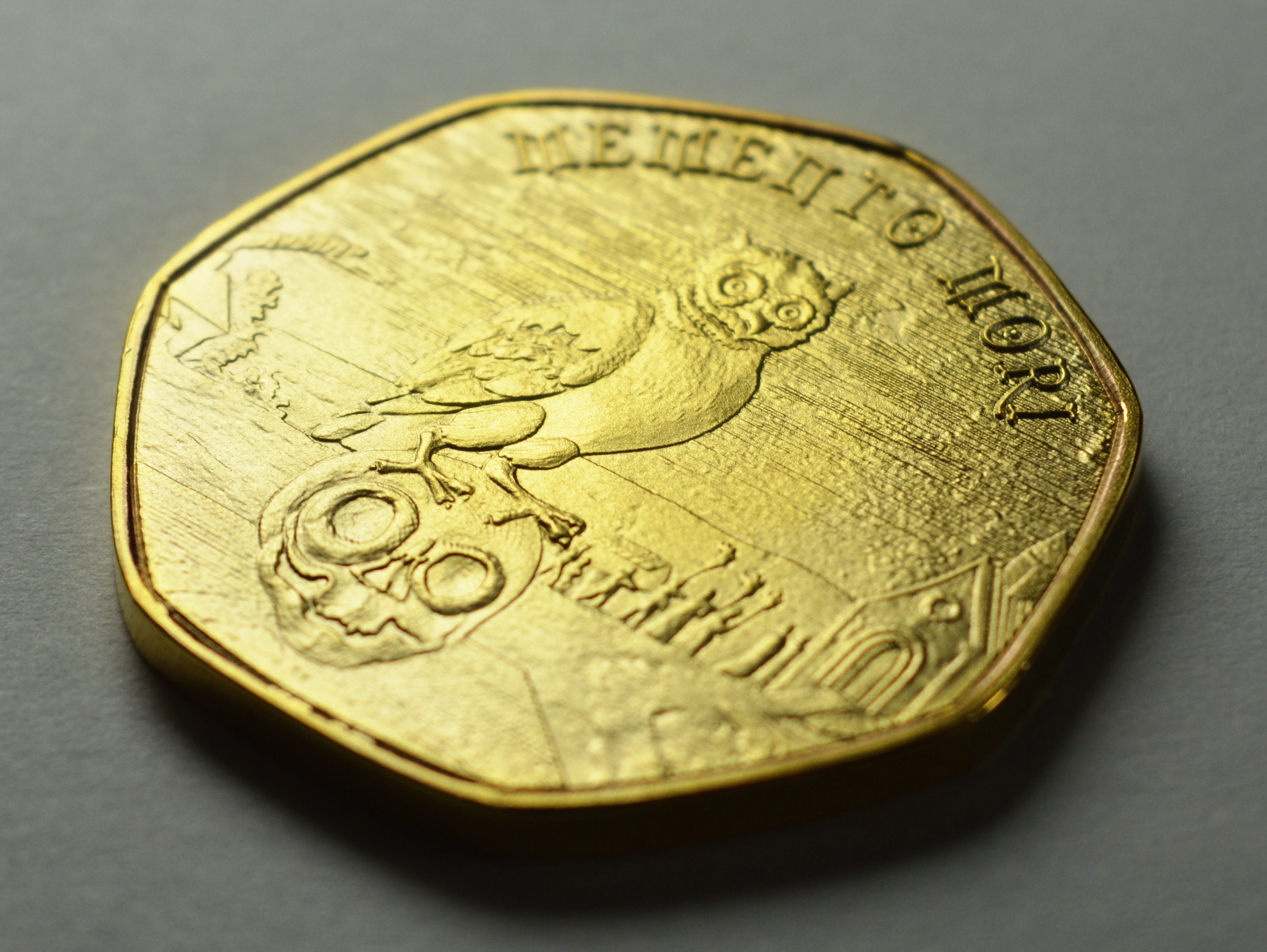 Memento Mori 24ct Gold Reminder Coin. Owl/skull/death Stoic/reflection ...