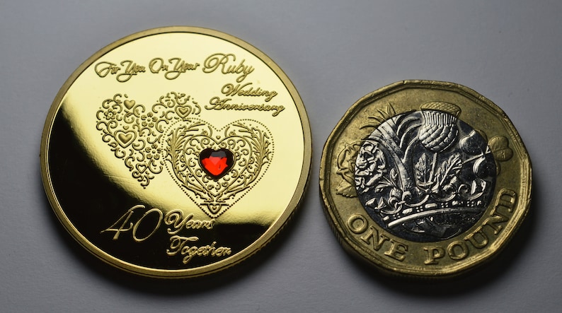 40th RUBY WEDDING ANNIVERSARY 24ct Gold Commemorative With - Etsy UK