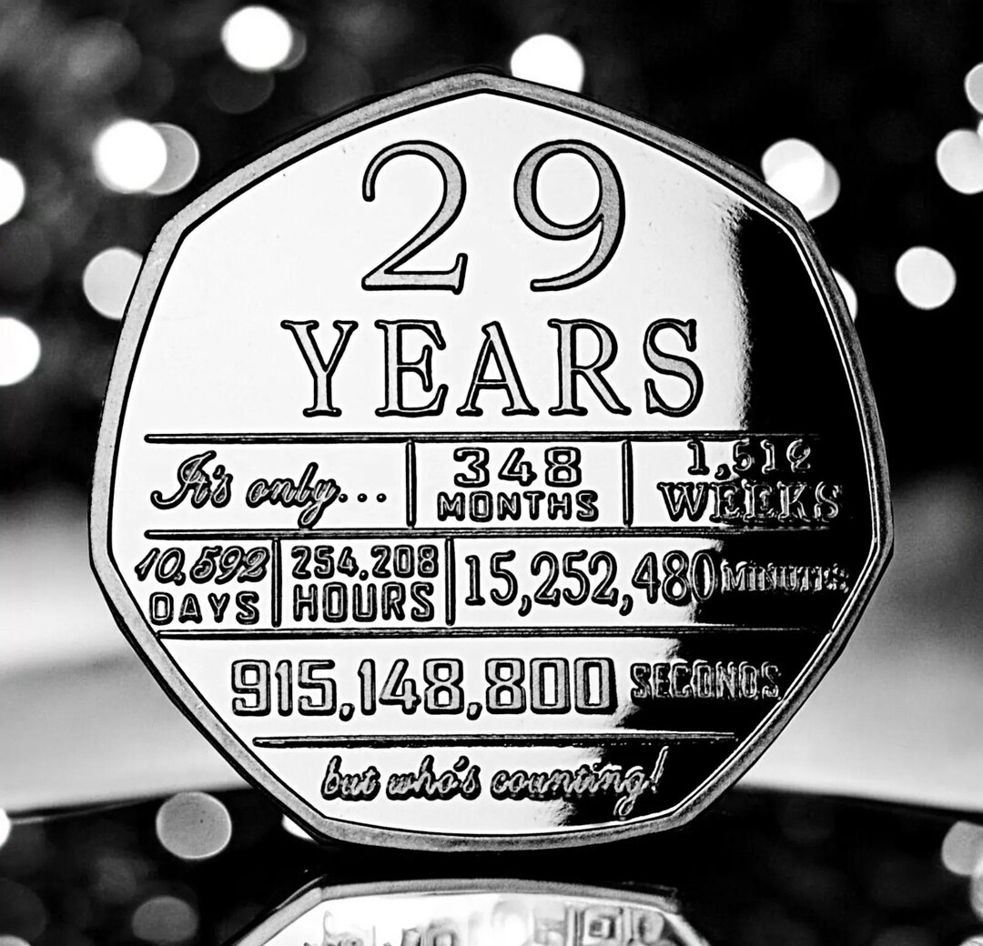 29th Birthday Silver Commemorative. Gift/present Son/daughter ...