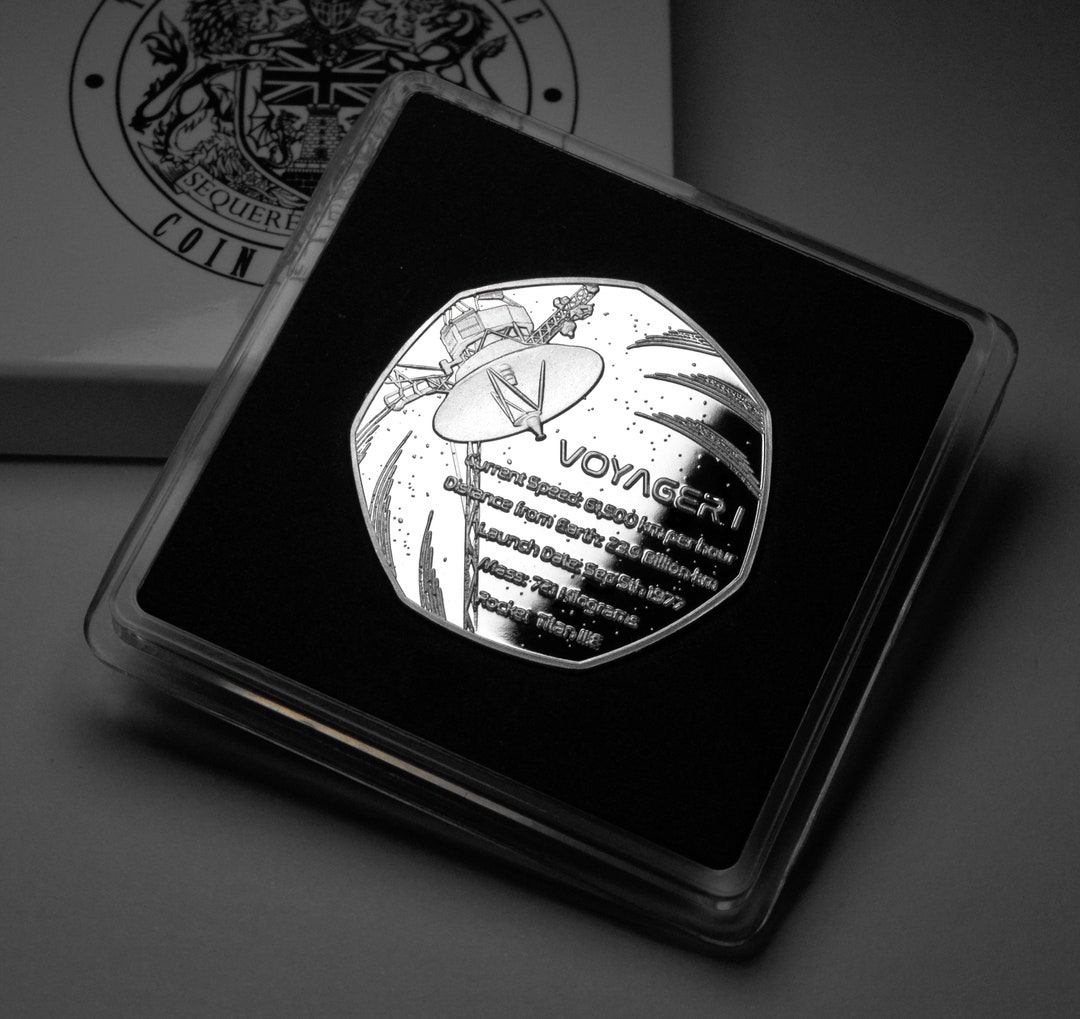 VOYAGER 1 SPACECRAFT Silver Commemorative in Presentation Case. Golden ...