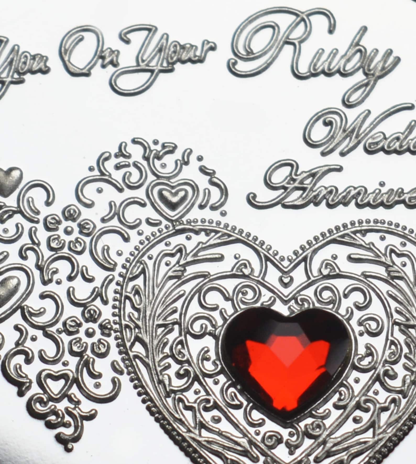 40th RUBY WEDDING ANNIVERSARY Silver Commemorative With Inlaid | Etsy UK