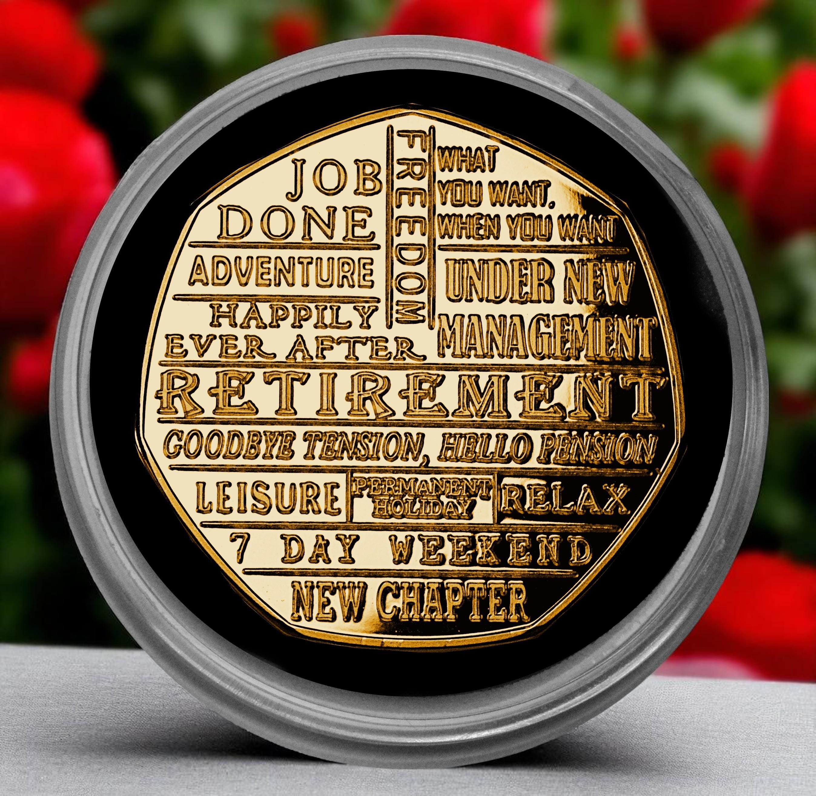 HAPPY RETIREMENT 24ct Gold Commemorative Coin in Capsule. Work/boss ...
