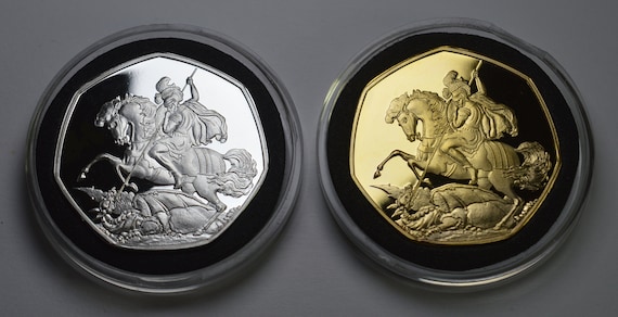 Pair of St. George and the Dragon Silver & 24ct Gold | Etsy