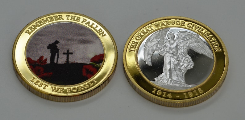 World War One 'dual Metal' Silver and 24ct Gold Commemorative Coin in ...