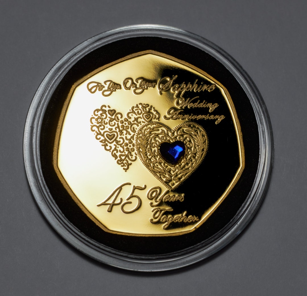 For You on Your 45th SAPPHIRE WEDDING ANNIVERSARY 24ct Gold ...