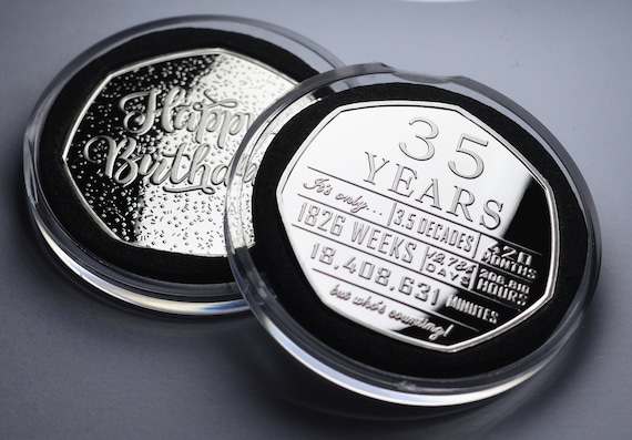 35th Birthday Silver Commemorative in Capsule. Gift/present - Etsy