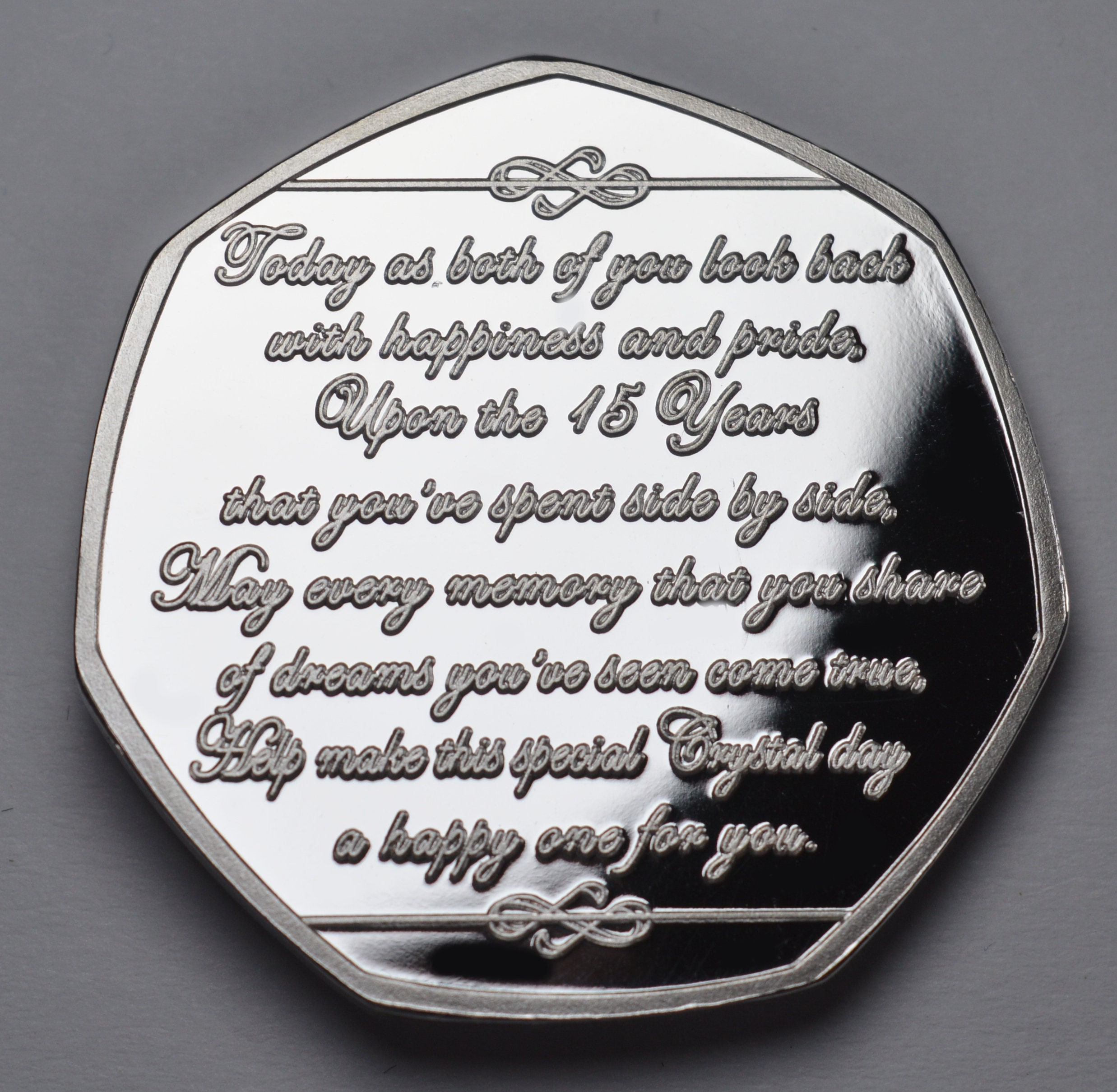 15th CRYSTAL WEDDING ANNIVERSARY .999 Silver Commemorative With ...