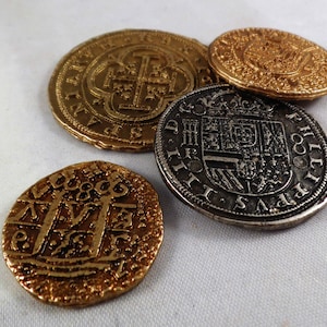 Set of 4 Mixed Spanish Armada Gold/silver Doubloons coins/pirates ...