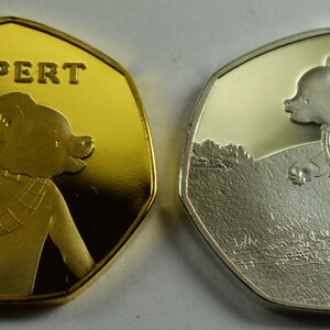 Pair of RUPERT BEAR Silver & 24ct Gold Commemoratives in 50p Coin ...