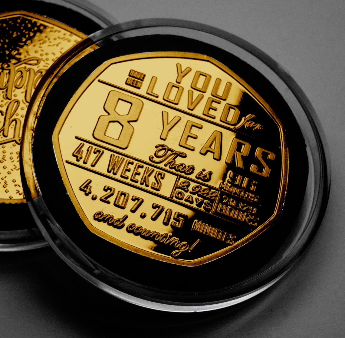8th Birthday 24ct Gold Commemorative in Gift Box. Gift/present ...