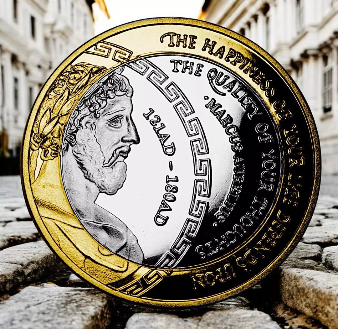 Marcus Aurelius Stoic/stoicism Dual Metal Silver & 24ct Gold ...