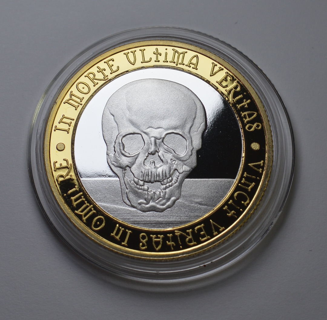 Memento Mori Silver and 24ct Gold Reminder Coin in Capsule. Owl/death ...