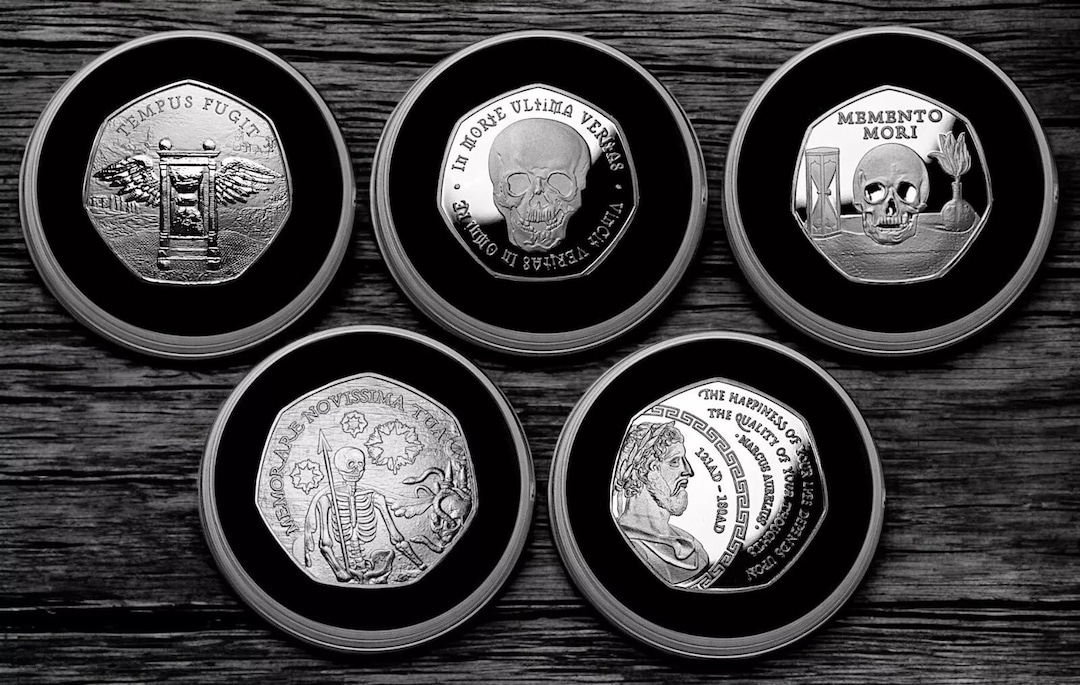 Set of 5 Brand New Silver Commemorative Coins in Capsules. Memento Mori ...
