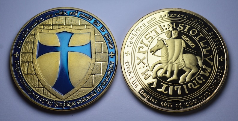 Large Masonic Knights Templar 24ct Gold Coin With Blue Enamel. | Etsy