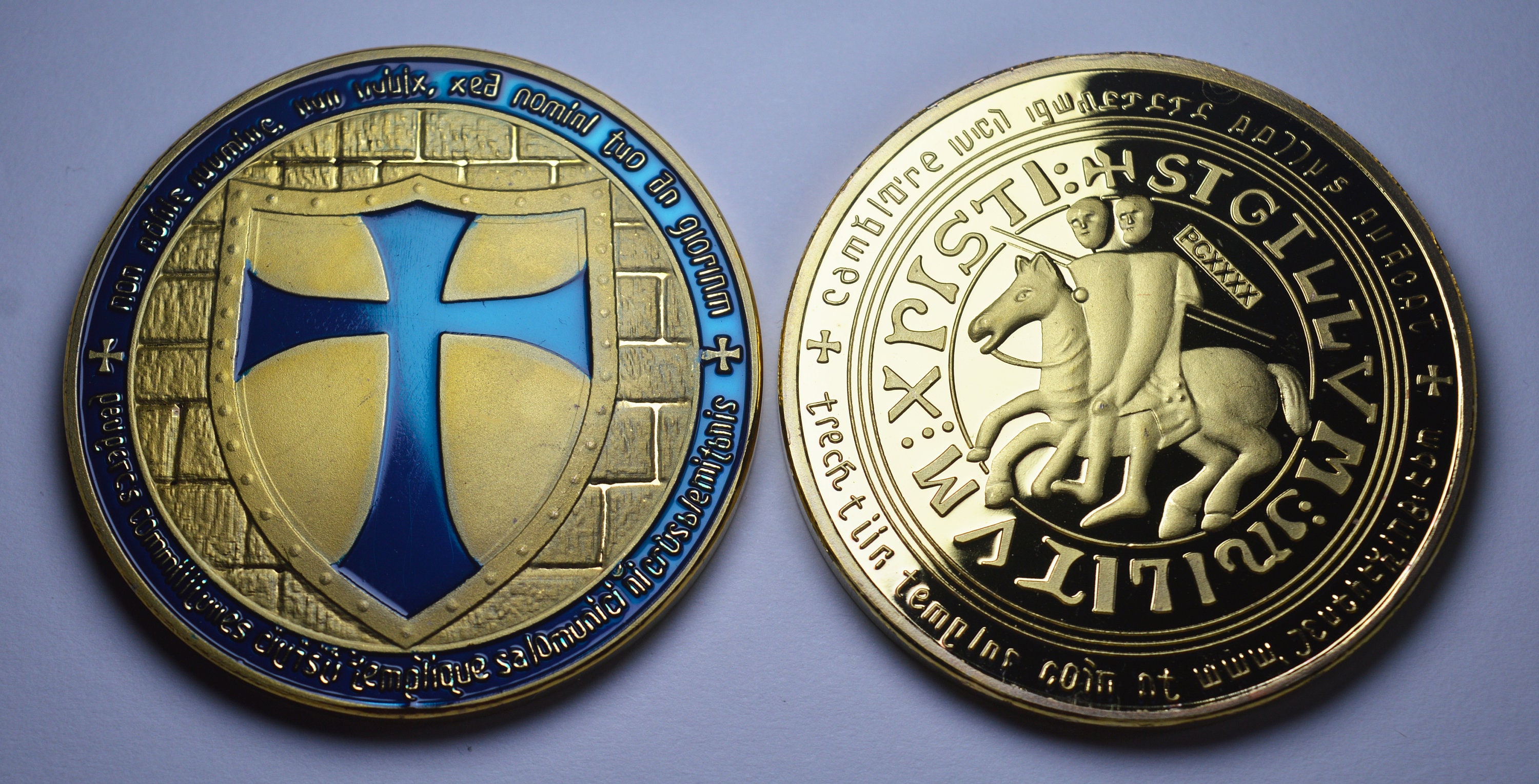 Large Masonic Knights Templar 24ct Gold Coin with Blue Enamel. | Etsy