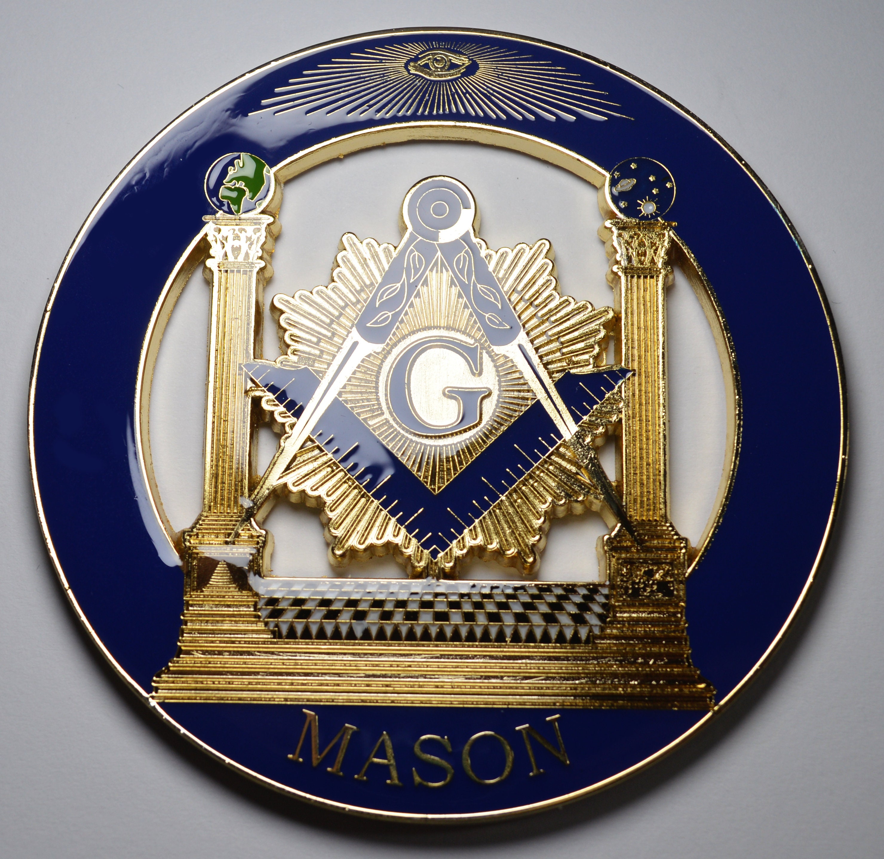 Large Enamelled MASONIC Car Emblem/decoration/badge/decal. Square ...
