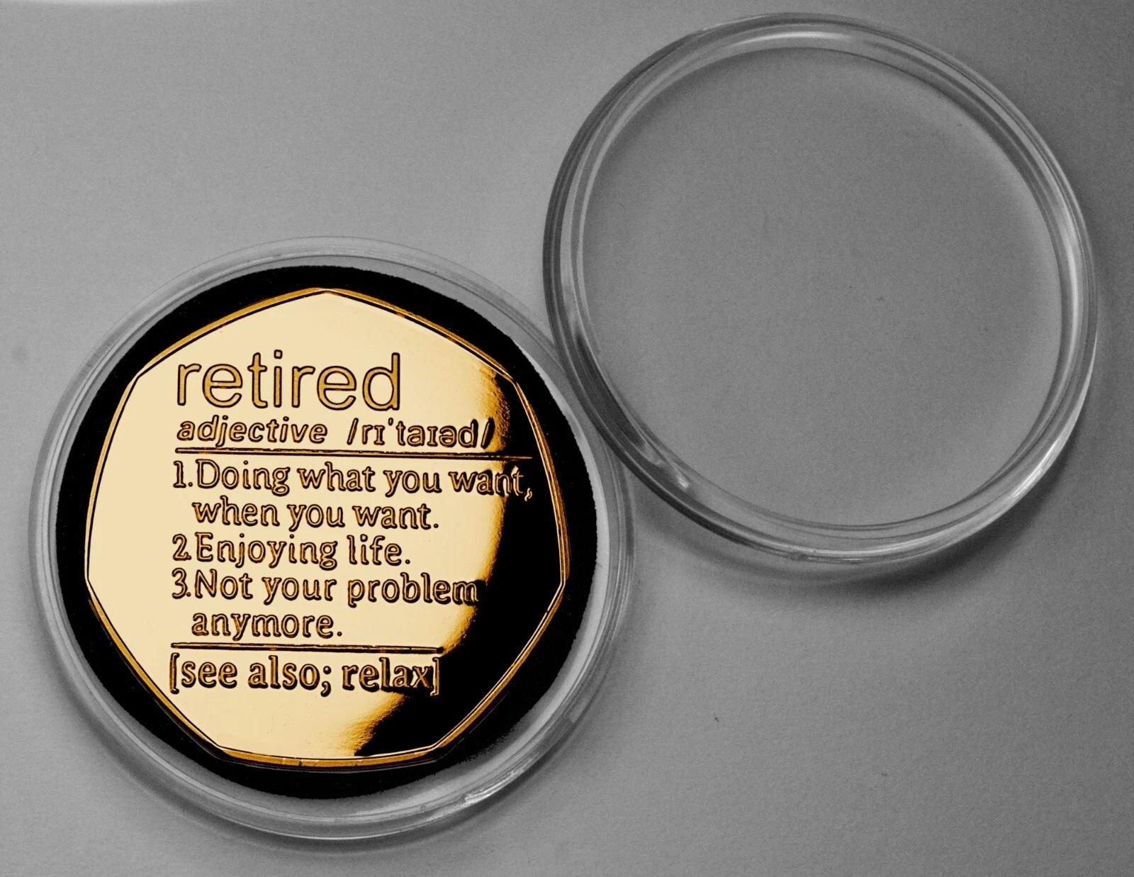 HAPPY RETIREMENT 24ct Gold Commemorative Coin in Capsule. Work/boss ...
