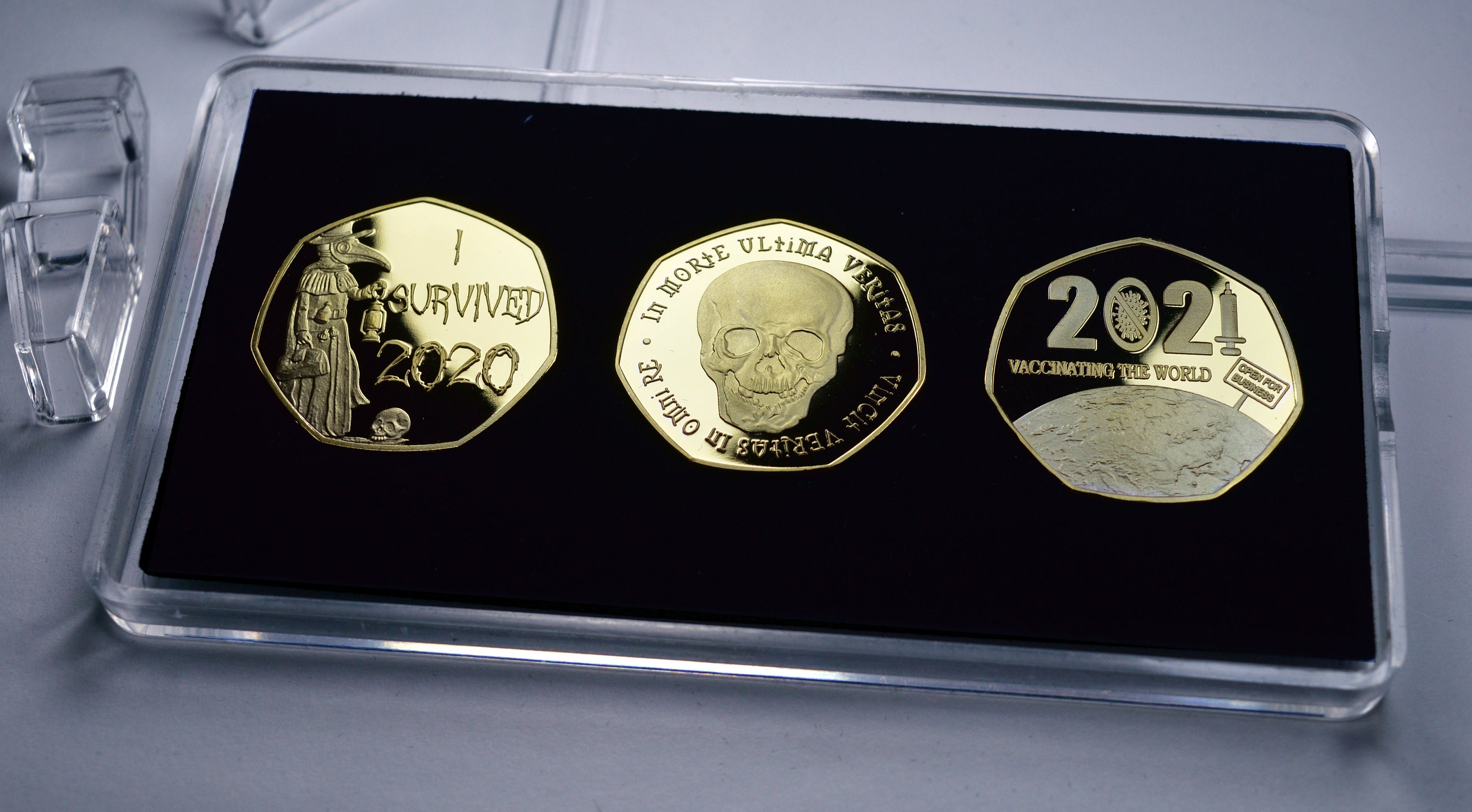 Trio of 24ct Gold Commemorative/reminder Coins. I Survived - Etsy UK
