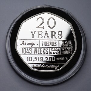 20th Birthday Silver Commemorative in Capsule. Gift/present ...