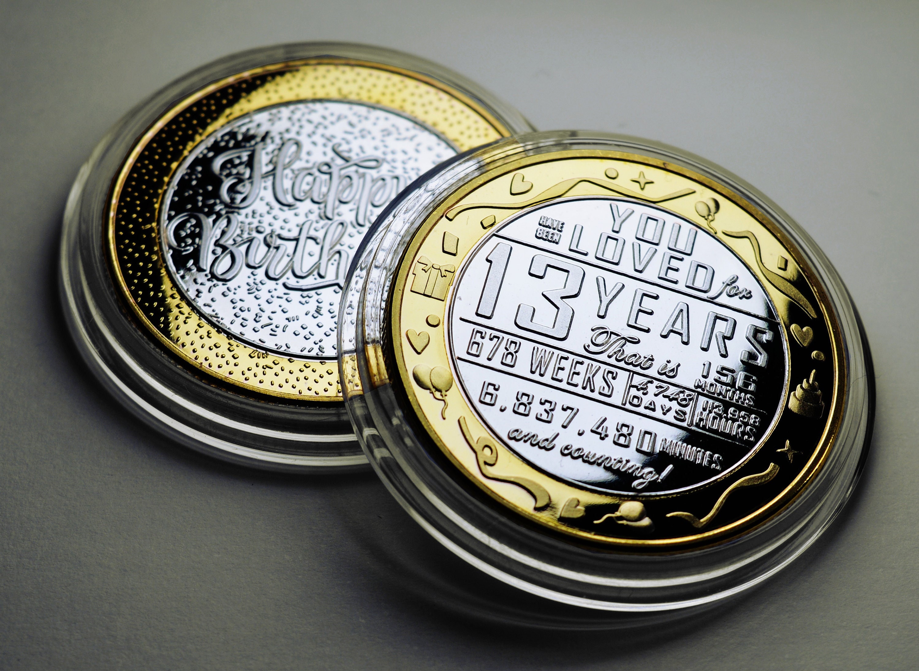 13th Birthday Dual Metal Silver & 24ct Gold Commemorative. - Etsy UK