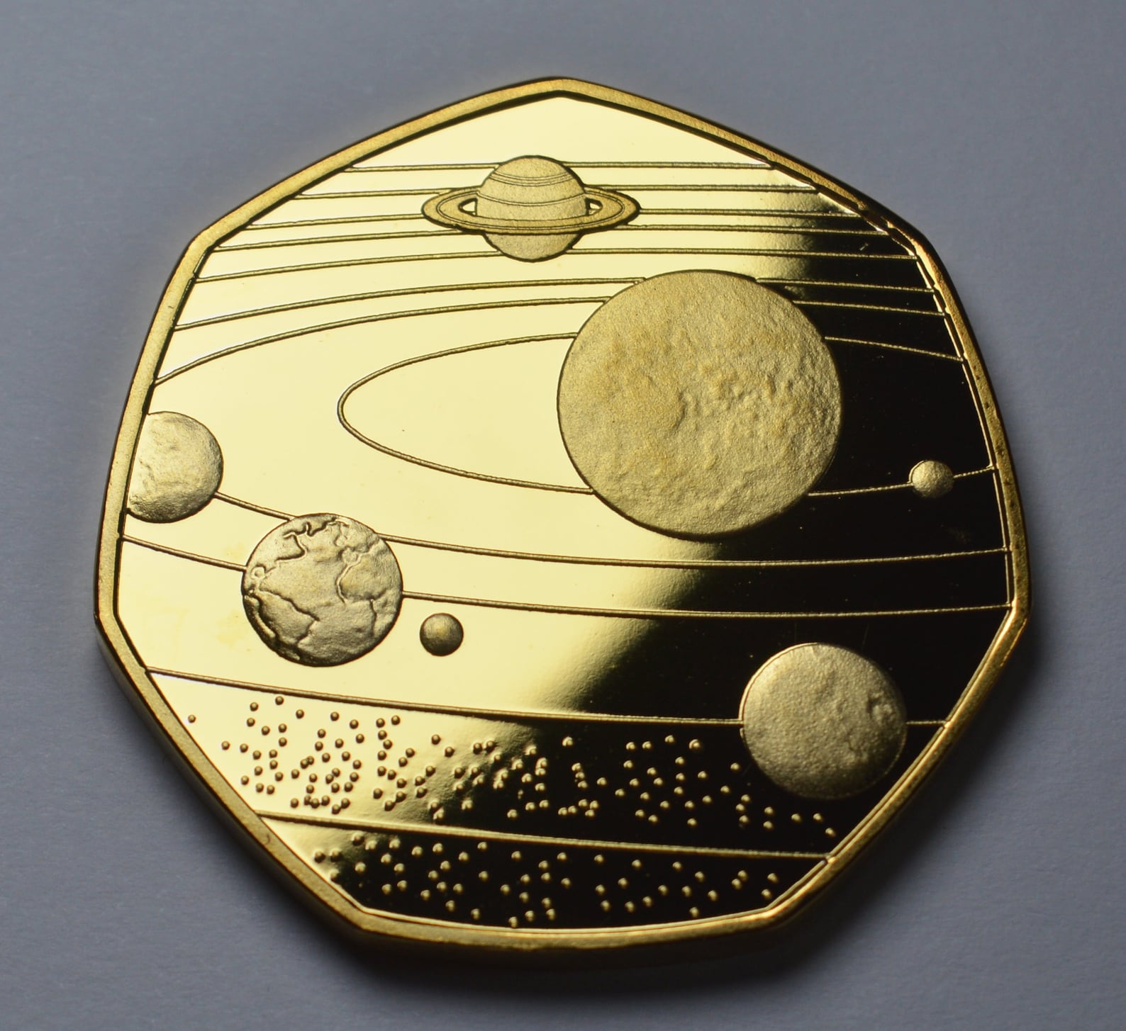 OUR SOLAR SYSTEM 24ct Gold Commemorative. Planets/stars/sun/moon Space ...