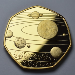 OUR SOLAR SYSTEM 24ct Gold Commemorative. Planets/stars/sun/moon Space ...